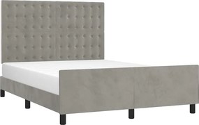 Rám postele bez matrace světle šedý 140 x 190 cm samet 3125995