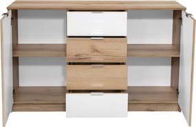 STO Komoda PANAMA, 130 cm Bílá/ Dub přírodní