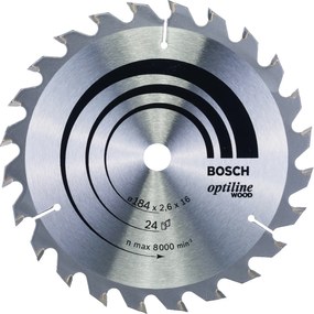 BOSCH Pilový kotouč Optiline Wood 184 x 16 x 2,6 mm, 36 2608640818 Dostupné varianty: Pilový kotouč Bosch Optiline Wood 184x16 mm/24z.