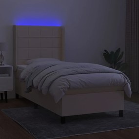 Box spring postel s matrací a LED krémová 90x200 cm textil 3138290