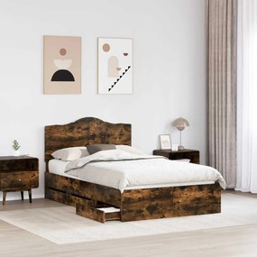 Rám postele se zásuvkou Uzený Dub 135 x 190 cm Inženýrské dřevo 3413426