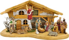 AMADEA Dřevěný osvětlený betlém BEZ FIGUREK 54 cm