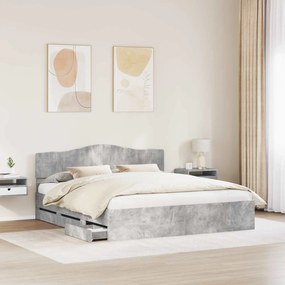 Rám postele s čelo Betonově šedá 180 x 200 cm Inženýrské dřevo 3412980