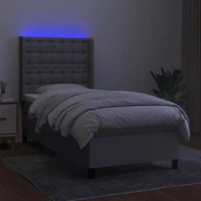 Box spring postel s matrací a LED světle šedá 80x200 cm textil 3138589