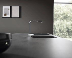 Hansgrohe M81, dřezová baterie Aquno Select s výsuvnou koncovkou a plochým sprchovým proudem, sBox, chromová, 73830000