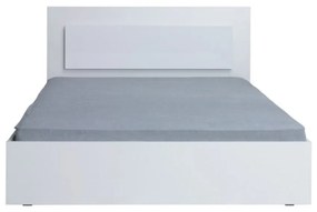TEMPO Manželská postel, 160x200, bílá / vysoký bílý lesk HG, ASIENA
