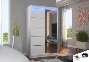 ADRK Furniture Posuvná skříň se zrcadlem a LED osvětlením NICEA 120 SW-NIC-W-120+L-V043
