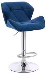 LuxuryForm DESIGN Barová židle MILANO VELUR na stříbrné kulaté podstavě - modrá