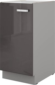 GREY gr | dolní skříňka 40 D 1F policová | 40 cm | světle šedá/tmavě šedá lesk