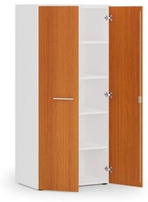 Kancelářská policová skříň PRIMO WHITE s dveřmi, 1781 x 800 x 500 mm, bílá/třešeň