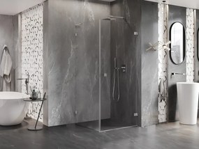 Mexen Lunar-B L výklopný sprchový kout pravý 100 x 100 cm, čiré sklo, broušená ocel, 832L-100-100-97-00-P