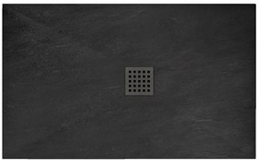 Rea BLACK ROCK- Akrylátová sprchová vanička 80 x 120 x 3,5 cm + sifon, černá, REA-K4579