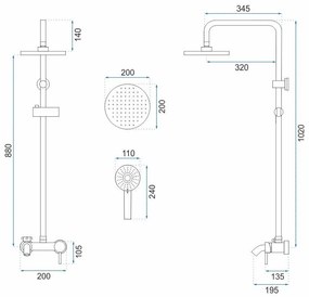 Rea Luis, sprchová souprava s vanovou baterií, zlatá matná, REA-P7051
