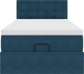 Osmanský rám postele s matrací tmavě modrá 80x200cm samet 3311883