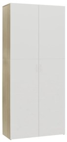 Botník bílý a dub sonoma 80 x 35,5 x 180 cm dřevotříska - Default Title
