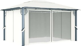 Altán se závěsy a světelnými LED řetězy 4 x 3 m krémový hliník 3070335