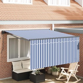 Stahovací markýza Modrá a bílá 300 x 250 cm Polyester a hliník 3329914