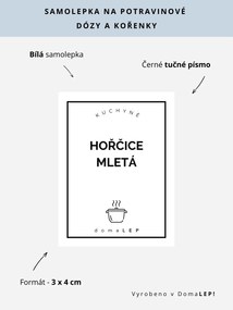 Samolepka na kořenky HOŘČICE MLETÁ bílá 3 × 4 cm tučné písmo