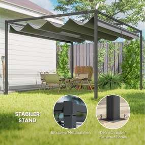 Outsunny pergola 4x3m zahradní pavilon, ocelové zastřešení terasy, zahradní pavilon s nastavitelnou střechou, volně stojící, ochrana před sluncem pro…