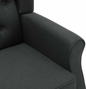 Křeslo s podnožkou tmavě šedé textil 320152
