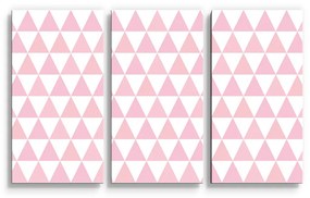 Sablio Obraz - 3-dílný Růžové a bílé trojúhelníky - 120x80 cm