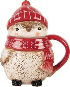 Keramický hrnek ptáček s víčkem a čepičkou - 15*11*17 cm / 500 ml