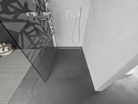 Mexen Kioto L, sprchová zástěna Walk-In 80 x 200 cm, 8mm čiré sklo bílý vzor, ​​bílý profil, 800-080-103-20-85