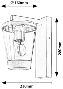 Rabalux 7266 - Venkovní nástěnná lampa SAVANO 1xE27/40W/230V IP44
