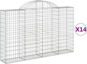 Klenuté gabionové koše 14ks 200x30x120/140cm pozinkované železo 3146143