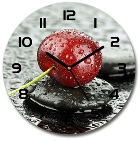 Wallmuralia Skleněné hodiny kulaté Čerešně v dešti fi 30 cm