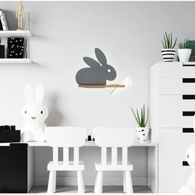 LED Dětské nástěnné svítidlo s poličkou RABBIT LED/4W/230V šedá/bílá/dřevo