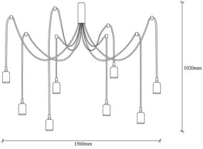 Lustr na lanku KABLUNI 8xE27/100W/230V pavouk