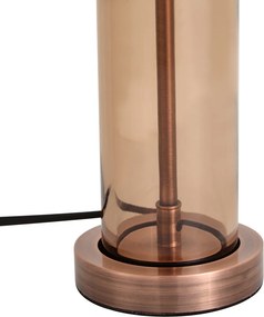 Elegantní hotelová stolní lampa tmavě bronzová s hnědým sklem - Amara