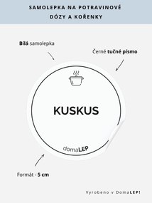 KUSKUS – bílá samolepka na dózu, tučné písmo, 5 cm | DomaLEP