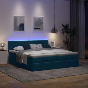 osmanská postel s matracemi a LED diodami tmavě modrá 200x200cm 3312951