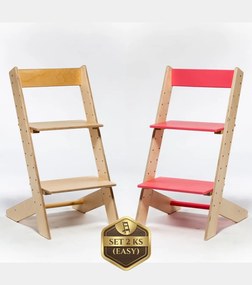Lucas Wood Style - rostoucí židle EASY LINE zvýhodněný set 2 ks -  přírodní + růžová