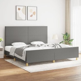 Rám postele bez matrace tmavě šedý 200 x 200 cm textil 3124920