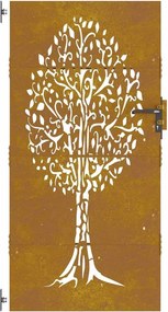 Zahradní branka 85 x 175 cm z cortenové oceli, design stromu 153212