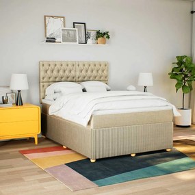 Box spring postel s matrací krémová 160x200 cm textil 3294419