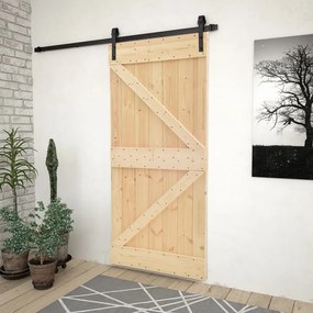 Posuvné dveře se setem kování 80 x 210 cm masivní borové dřevo,  3057492