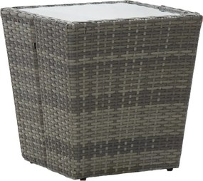 vidaXL Čajový stolek 41,5x41,5x44 cm polyratan a tvrzené sklo [310558] Barva: Šedá
