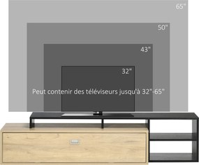 HOMCOM TV stojan, TV skříň, držák na TV pro televizory do 165 cm s odnímatelnou policí, moderní styl, otevírací dvířka pro obývací pokoj a ložnici | A