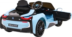 Ramiz Elektrické autíčko BMW i8 Lift modré + dálkové ovládání + pomalý start + 3bodové pásy + MP3 USB + LED