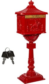 STILISTA starožitná poštovní schránka, 118 cm, červená