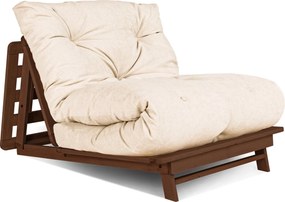 Marior Home Rozkládací futonové křeslo / pohovka Layti - 90 cm / Krémová / Ořech olejovaný
