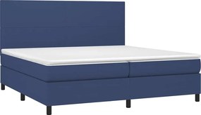Box spring postel s matrací a LED modrá 200x200 cm textil 3134747