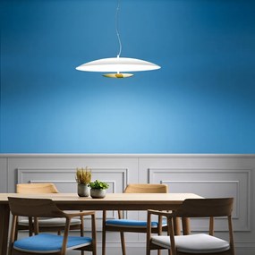 Linea Light Horizon_P, bílo/zlaté závěsné svítidlo pro nepřímé osvětlení, 34W LED 3000K, Ø 65cm