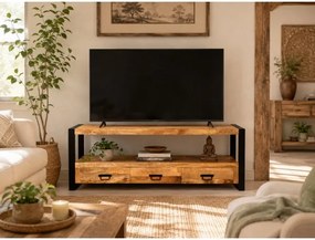 Indický nábytek - TV stolek Retro 150x60x45 z indického masivu mango Mango natural