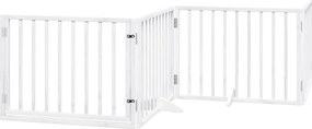 Zábrana pro psy s dvířky skládací 6 panelů bílá 480 cm topol 3155561