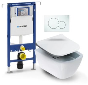 Závěsný WC set Geberit Duofix speciál (modul, tlačítko Sigma 01 bílá, Traficc klozet + sedátko) C1H